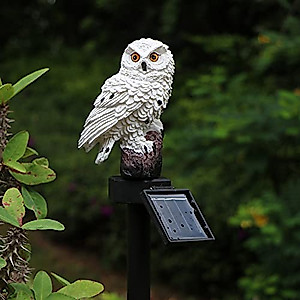 Garden Solar Lights Outdoor, Resin Solar Owl Garden Decor, Owl Shape Waterproof Solar Powered Garden Lights for Garden Lawn, Yard Art, Pathway, Patio Decors (White)
