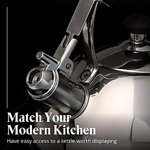 Willow & Everett Whistling Tea Kettle for Stove Top - 2.75 Quart Tea Pots for Stove Top w/Stainless Steel, Mirror Finish & Strainer