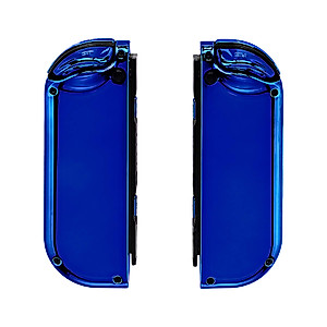 eXtremeRate Chrome Blue Joycon Handheld Controller Housing (D-Pad Version) w/Full Set Buttons, DIY Replacement Shell Case for Nintendo Switch & Switch OLED Model Joy-Con – Console Shell NOT Included