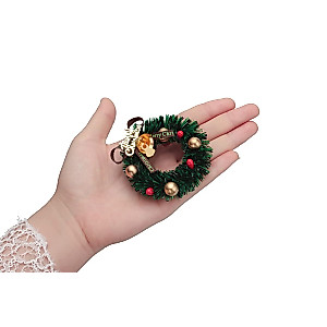 10 Pieces Mini Artificial Christmas Wreaths Ornaments, Dollhouse Miniature Christmas Wreath Doll House Mini Xmas Wreath for Dollhouse Door Windows Christmas Tree Decoration (2 Styles)