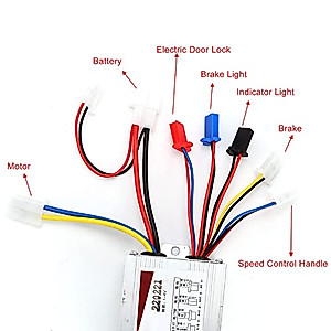 Cosiki Electric Speed Controller Kit Controller Throttle Grip Sensitive Fast Heat Dissipation 24V 500W Motorcycle