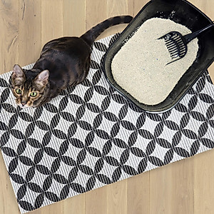 Fresh Kitty Durable XL Jumbo Foam Litter Box Mat – BPA and Phthalate Free, Water Resistant, Traps Litter from Box, Scatter Control, Easy Clean Mats – Gray Pattern 40”x 25” (9052)