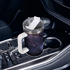 Night Galaxy Outer-Space Tumbler with Handle Travel Mug Water Bottle Tea Coffee Cup White-style