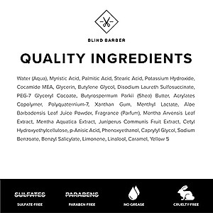 Blind Barber Watermint Gin Shave Cream - Creamy Beard Lather for Men - Protect & Moisturize Sensitive Skin - Good on All Skin Types (3.2oz / 100ml)