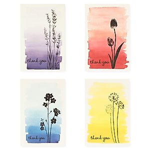 Festive Spice Flower Thank You Cards - Watercolor Designs - 48 Cards with Envelopes - Dandelion, Rose, Lavender, Forget Me Nots