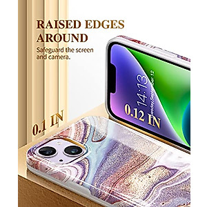 GVIEWIN for iPhone 14 Plus Case 6.7 Inch(2022), [10FT Military Grade Drop Tested] Marble Slim Fit Thin Durable TPU Shockproof Protective Phone Cover Case, Gifts for Women Men(Flowing Sakura/Pink)