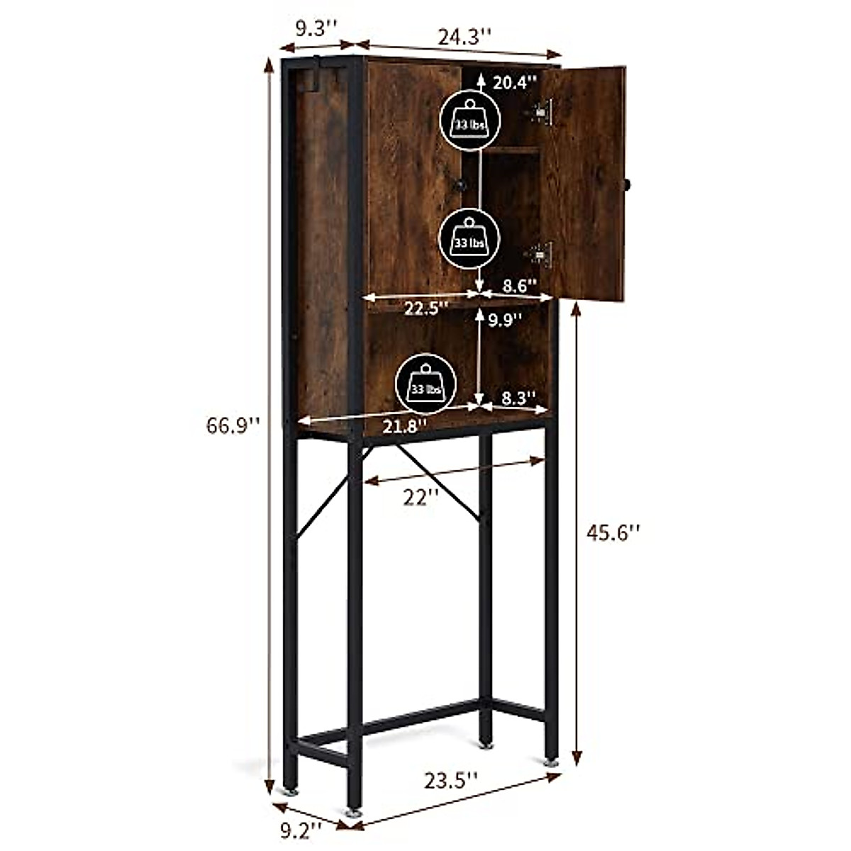 HLXZN Over The Toilet Storage Cabinet - Bathroom Space Saving Storage Organizer Cabinet, Bathroom Organizer Shelf, Toilet Storage Rack