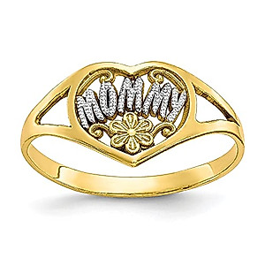 IceCarats 10K Yellow Gold Mommy Heart Love Ring Size 7