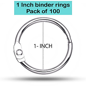 Binder Rings, 1 Inch - 100 Pack Metal Rings, Heavy Duty Steel Book Rings - Use for Paper Rings, Key Rings, Binder Ring, Metal Rings for Index Cards Great for Home, School, and Office