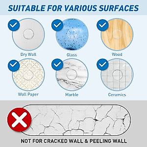 9PCS Door Stoppers Wall Protector, 2 Inch Round Clear Door Stops, Strong Self Adhesive Door Bumper Wall Guard, Washable and Reusable Stick on Door Stopper Silicone Wall Door Protector from Door Knob