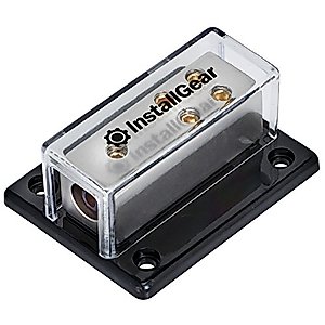 InstallGear 4/8/10 AWG Gauge Power Distribution Block 4 Gauge in to (4) 8/10 Gauge Out | Fuse Block | Fuse Block for Auto, RV, Motorcycle, and Boat