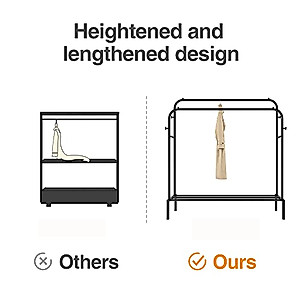 JOISCOPE Double Rods Portable Garment Rack for Hanging clothes, 43.7 * 55.5 Inch Metal Clothing Rack with Bottom Shelves and 4 Hooks,Freestanding Clothes Rack for Bedroom,Space Saving, Black