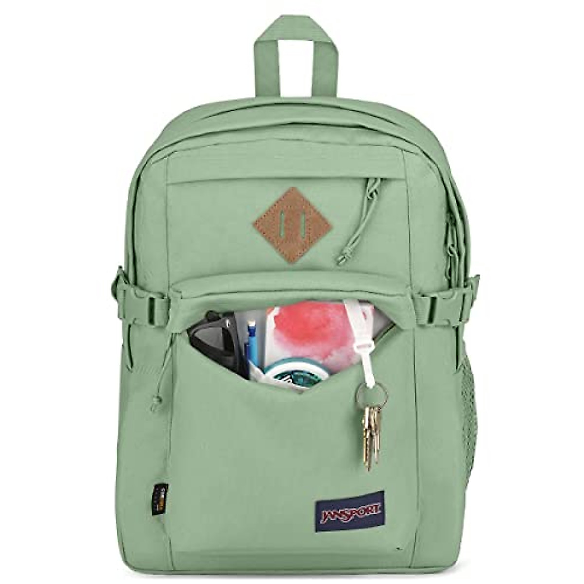 JanSport Main Campus FX Backpack - Travel, or Work Bookbag w 15-Inch Laptop Pack with Leather Trims, Loden Frost