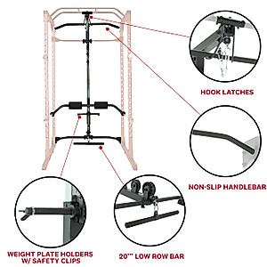 FITNESS REALITY 810XLT Super Max Power Rack Cage with Lat Pull Down and Low Row Cable Attachment