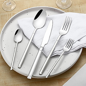 Forged Silverware Set for 8, Heavy Duty Stainless Steel Flatware Set, Prendcyx 40 Piece Premium Cutlery Sets including Spoons and Forks Set, Dishwasher Safe