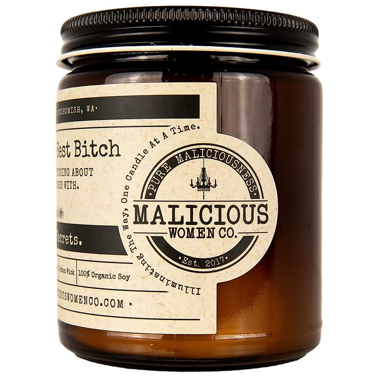 Malicious Women Candle Co - You're My Best Bitch, Pink Chandelier Infused with All My Secrets, All-Natural Soy Candle, 9 oz