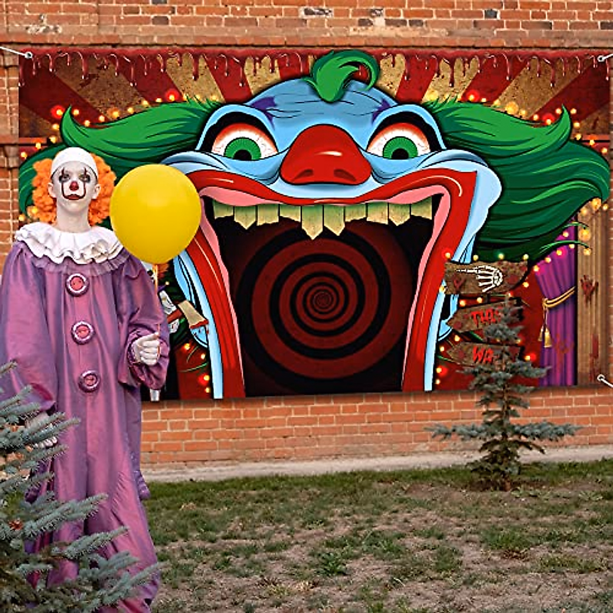 Halloween Clown Decorations Scary Carnival Backdrop Halloween Clown Banner Creepy Clown Background Photography for Horror Circus Carnival Halloween Party Decor Supplies Scary Evil Vampire (Creepy)