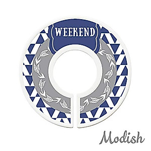 Modish Labels, Weekly Clothes Organizer, Days of The Week Closet Organizer System, Daily Closet Organizer, Closet Dividers, School Clothes Dividers (Navy Arrows)