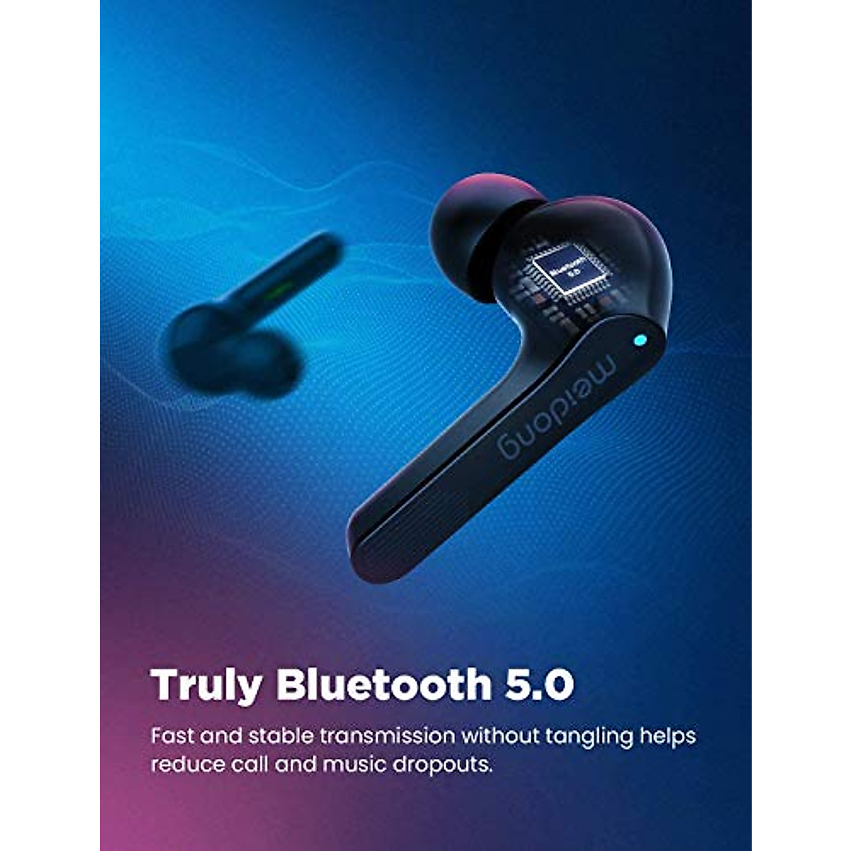 meidong True Wireless Earbuds, Bluetooth Earbuds Headphones V5.0 KY06 in-Ear Earphones (Black)
