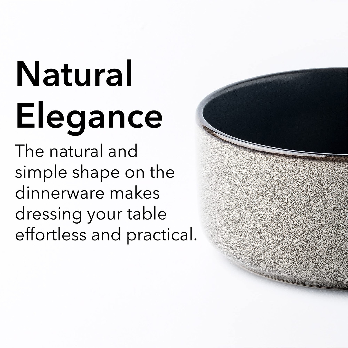 Arora FLACKAR Square Stoneware 16pc Double Bowl Dinnerware Set for 4, Dinner Plates, Side Plates, Cereal Bowls, Pasta Bowls - Reactive Glaze Grey (476076)