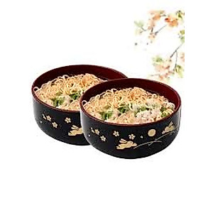 JapanBargain 2943, Soup Bowls Japanese Plastic Bowls Cereal Bowl Rice Bowl, Bunny and Moon Pattern, Made in Japan, 5-inch, 2 Pack