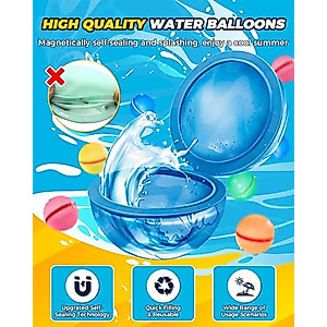SOPPYCID 20PCS Reusable Water Balloons, Pool Beach Toys for Kids, Summer Fun Outdoor Water Toys Games for Kids Adults Outside Play, Backyard Swimming Pool Party Supplies