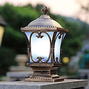 MODEBHD Square Continental Waterproof Table Lamp Column Lamp Glass Courtyard Gate Lights Bollard Lamp Street Post Light Garden Villa Outdoor Lights E27 Decoration Lighting Landscape Lantern Pillar Lig