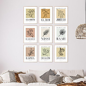 BigWig Prints Christian Wall Art - Scripture Wall Art, Christian Decorations, Jesus Artwork, Religious Home Decor, Scripture Pictures, Faith Inspired Minimalist Prints - Unframed Set of 9 (8x10”)