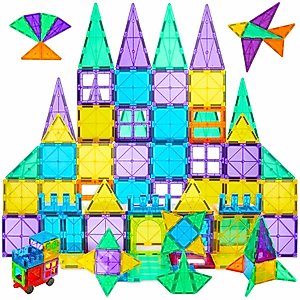 Magnetic Tiles,60PCS Magnetic Building Blocks for Kid,3D Magnet Building Tiles,Clear Magnetic Blocks Construction Playboards, Educational Magnet Toys for Boys Girls Toddlers 3 4 5 6 7 8 Year Old