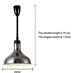 Food Heating Warmer Lamp Restaurant Heating Lamp, Food Warmer for Parties, Telescopic Heating Lamps for Buffet Kitchen Restaurant Adjustable Height.75-165cm (Color : Stainless Steel Color, Size : 3p