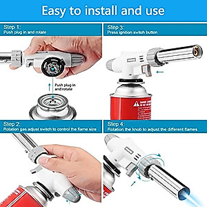 Butane Torch Kitchen Blow Lighter - Japan's Original Culinary Torches Head Chef Cooking Professional Adjustable Flame with Stabilizing Stand for Creme Brulee, Baking, BBQ (Butane Fuel Not Included)