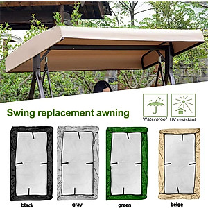 Outdoor Swing Canopy Replacement Cover 3 Seater,191x120x18cm/75x47x7'' Universal Patio Swing Cover,Waterproof Replacement Canopy Top Cover for Garden Swing Chair Patio Hammock