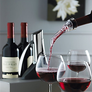Trudeau Aroma Aerating Pourer with Stand Red Wine Bottle Aerator Spout,