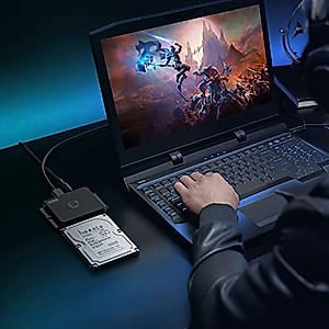 FIDECO SATA/IDE to USB 3.0 Adapter, Hard Drive Adapter Cable Converter for Universal 2.5/3.5 Inch IDE HDD, 2.5 Inch SSD, 5.25-Inch DVD-ROM/CD-ROM/CD-RW/DVD-RW/DVD+R