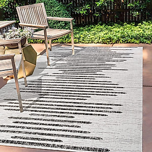 JONATHAN Y SMB124D-3 Zolak Berber Stripe Geometric Indoor Outdoor Area-Rug Bohemian Contemporary Easy-Cleaning Bedroom Kitchen Backyard Patio Non Shedding, 3 X 5, Ivory/Black