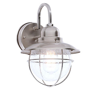 Hampton Bay BOA1691H-BN 1-Light Outdoor Cottage Lantern, Brushed Nickel