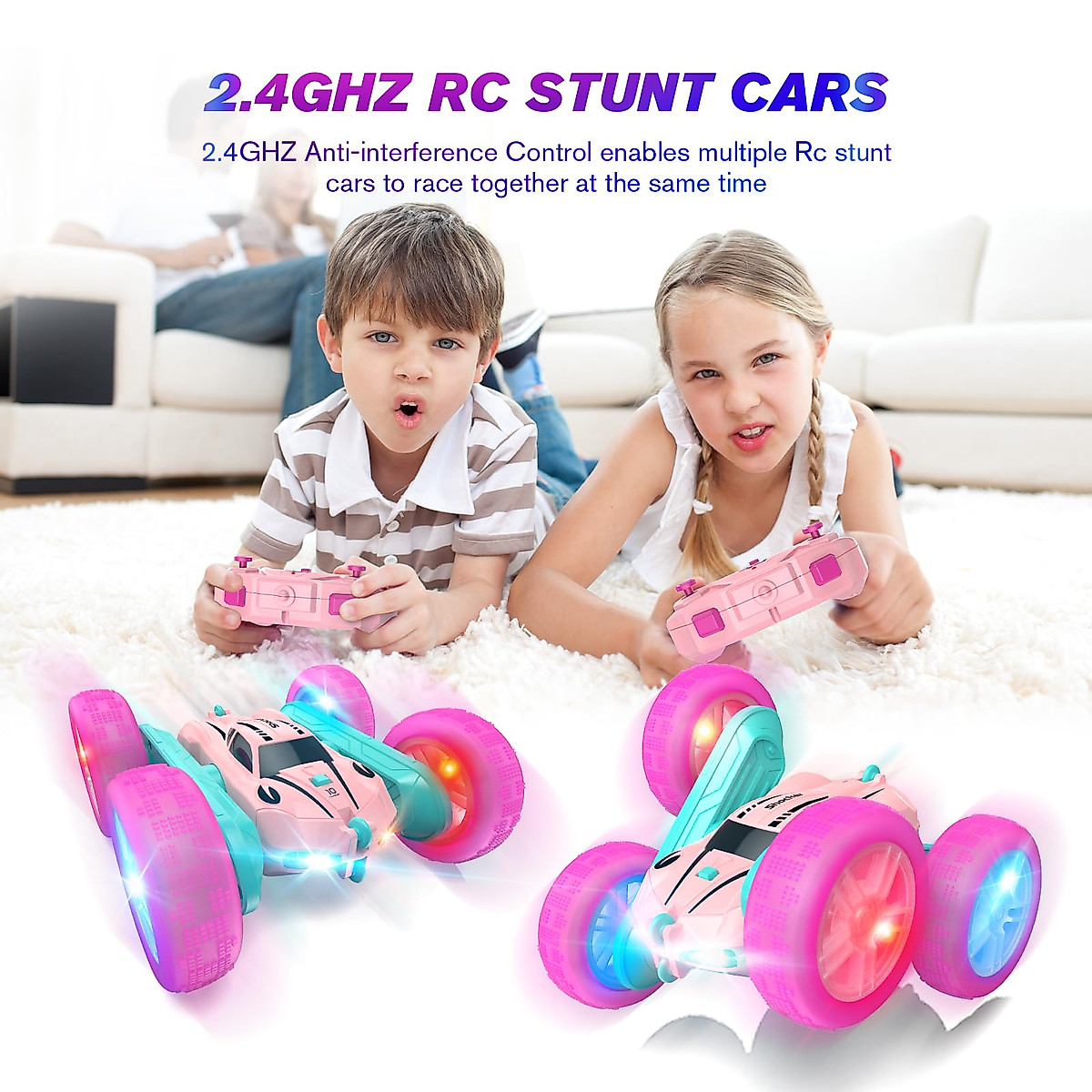 RC Stunt Car, 2.4Ghz Remote Control Car for Kids, Hand Controlled RC Car with Cool Light, Gesture RC Car 360° Rotating RC Crawler 4WD Off Road Drift RC Stunt Race Car Gift Toy for Boys Girls Aged 6-12