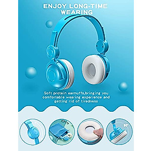 Kids Headphones, Wired On-Ear Child Headset with Mic, HD Sound Sharing Function and 85dB Volume Limited Hearing Protection for Phone Tablet PC (Blue)