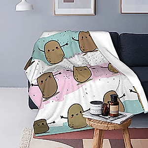 Denruny Cute Potatoes Pattern Printed Throw Blanket, 50"X40" Fleece Blanket for Bed Couch Sofa Traveling