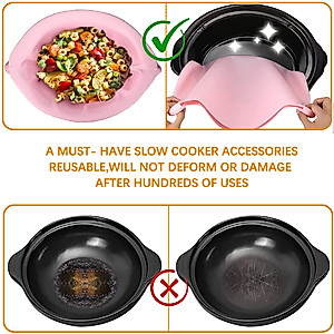 EANLOLY 4 Pack of Silicone Slow Cooker Liners, Leakproof & Easy Clean Crock Pot Liners Reusable Silicone Bags Liners Fit 6-8 Quarts Oval or Round Pot