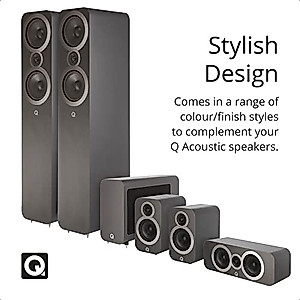 Q ACOUSTICS 3060S Active Subwoofer Graphite Gray - Enclosure Type: Infinite Baffle, 8" Driver, 150 Watt Class D Amplifier - Powered Home Audio Subwoofers for Home Theater Sound System