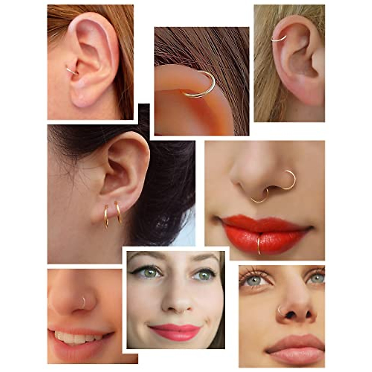 Motbegit Small Gold Hoop Earrings: 14K Gold Plated Huggie Hoop Earrings for Cartilage Helix Tragus 18g Tiny Thin Hoop Earrings for Women Men