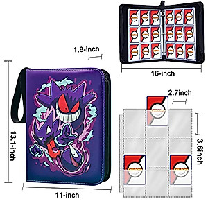 Card Binder for Cards, 9-Pocket Portable Card Collector Album Holder Book Fits 720 Cards with 40 Removable Sleeves, Trading Card Binder Display Storage Carrying Case for TCG - Purple