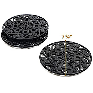 Trademark Innovations Set of 3 Decorative Cast Iron Metal Trivets (Black)