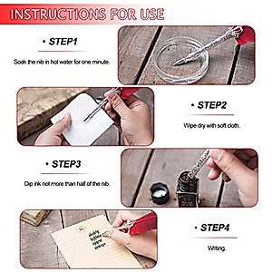 VABNEER Feather Quill Pen Retro Feather Pen Premium Metal Nibbed Pen Writing Quill Fit for Self-use,executive Gift and Antique Desk Decor (Bright Red)