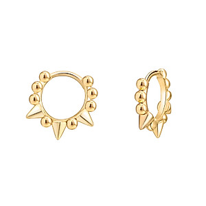Spike Hoop Earrings Huggie Stud 14K Gold Plated Rivet Simple Earrings For Women