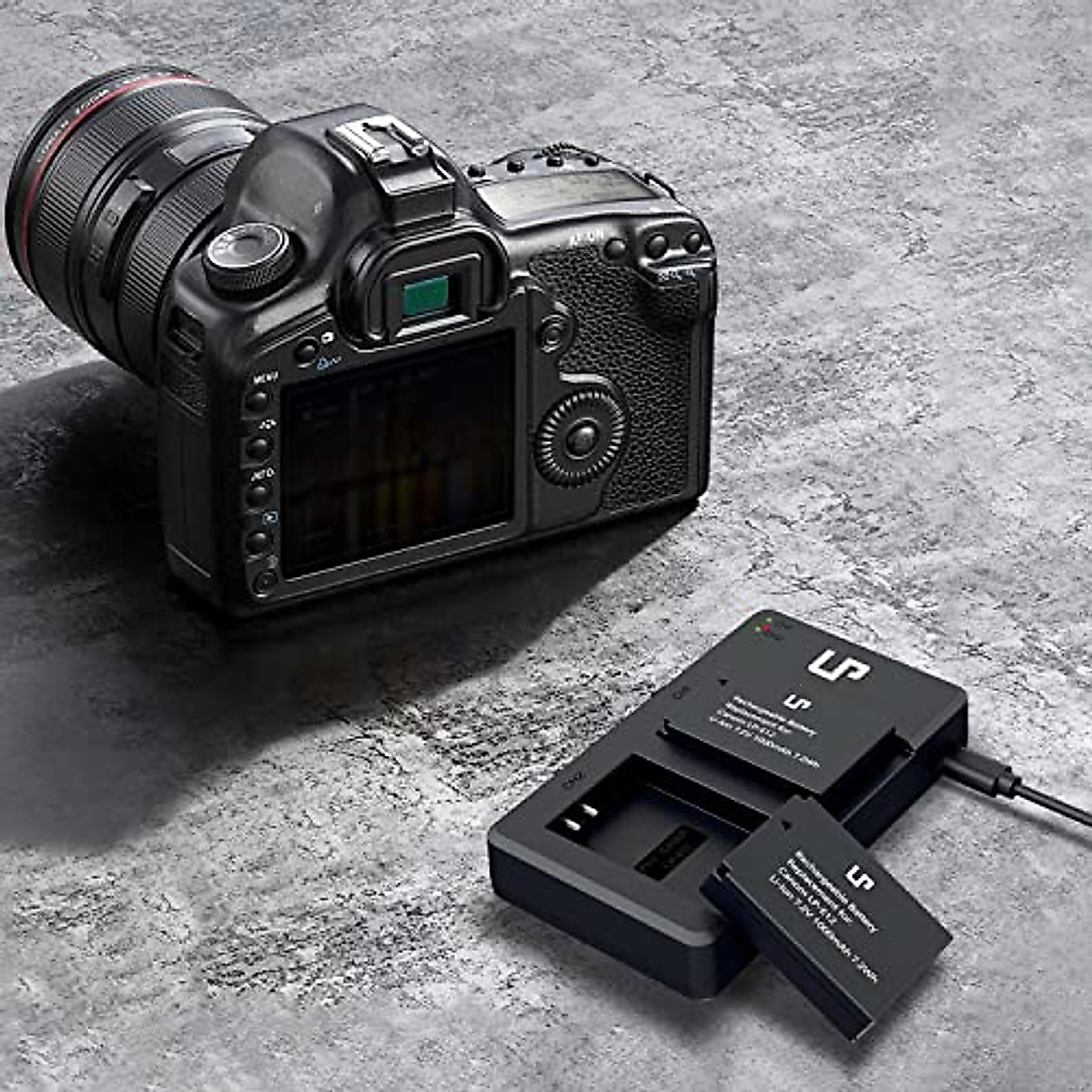 LP-E12 Battery Charger Pack, LP 2-Pack Battery & Dual Slot Charger, Compatible with Canon EOS M200, M100, M50, M50 Mark ii, M10, M2, M, Rebel SL1, 100D, PowerShot SX70 HS, Kiss M, Kiss X7 & More