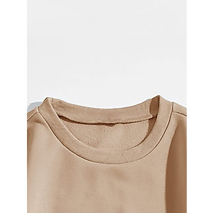 MakeMeChic Women's Plus Size Casual Cute oversized Long Sleeve Round Crew Neck Sweatshirt Pullover Top Khaki XL