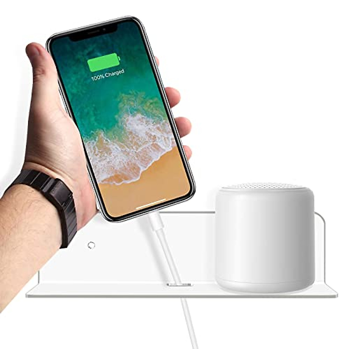 Bolidery 4 Pack Acrylic Floating Shelves, 9" Small Wall Shelf for Storage & Decoration, Adhesive Wall Mounted Shelf for Bedroom,Living Room,Bathroom