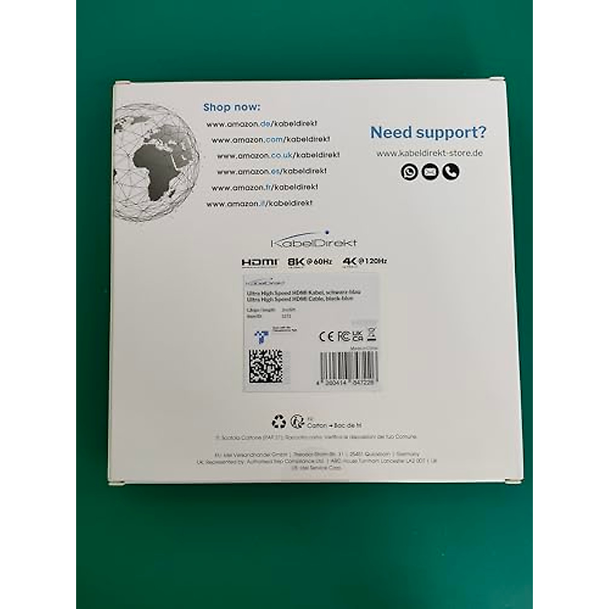 KabelDirekt – 8K HDMI Cable, HDMI 2.1 – 6ft – Certified HDMI Cable for PS5 and Xbox Series X/S – Developed in Germany (Ultra High Speed HDMI Cable for 8K@60Hz, PC/Console and Monitor/TV – Blue/Black)